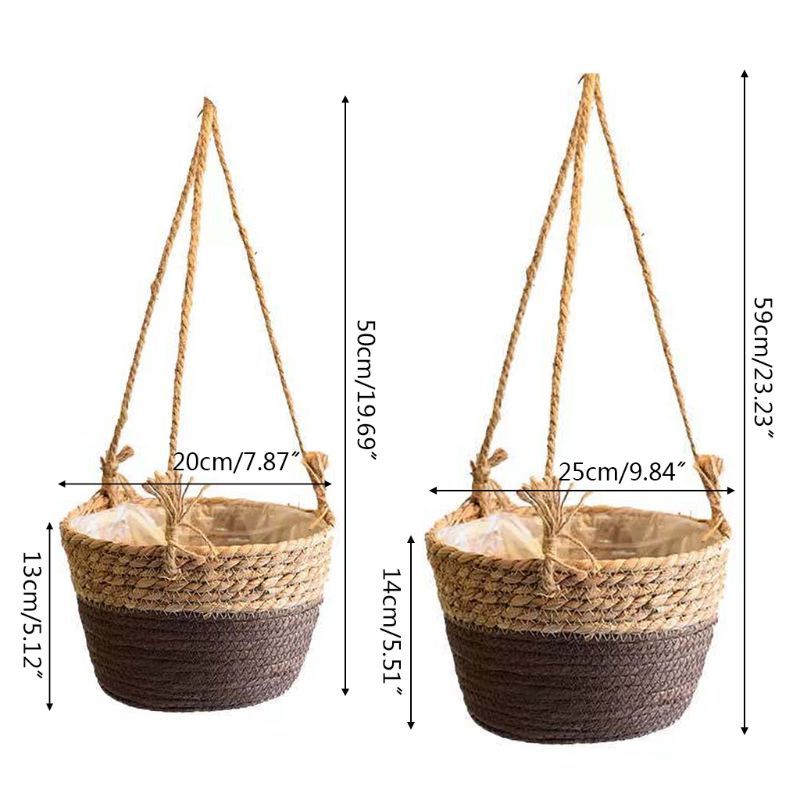 Woven Rattan Hanging Planter Flower Pot Plant Bask... – Vicedeal