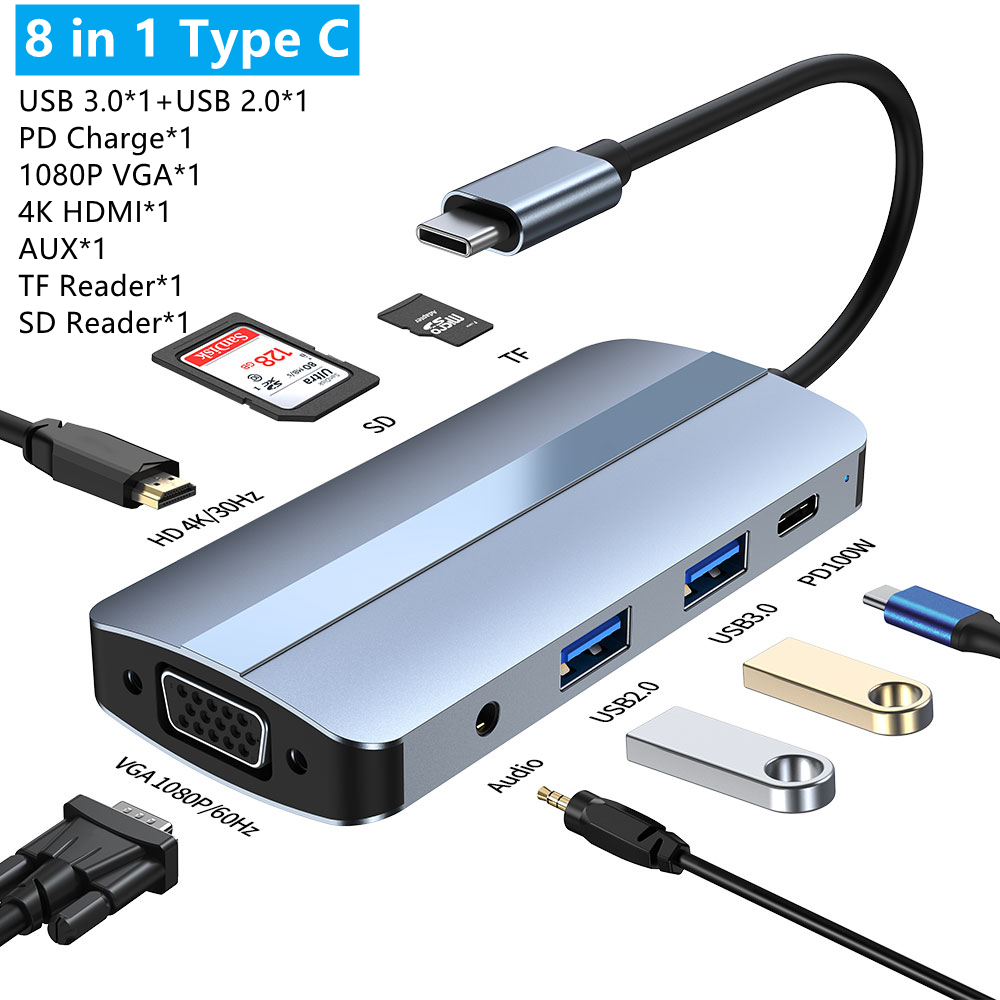 4/5/8/11-in-1 USB C Hub 3.0 Type C Dock Splitter M... – Grandado