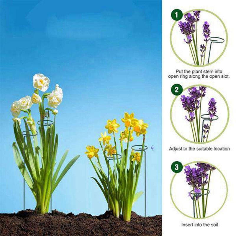 6 Pcs Plant Flower Support Pile-18 Inch Garden Sin... – Grandado