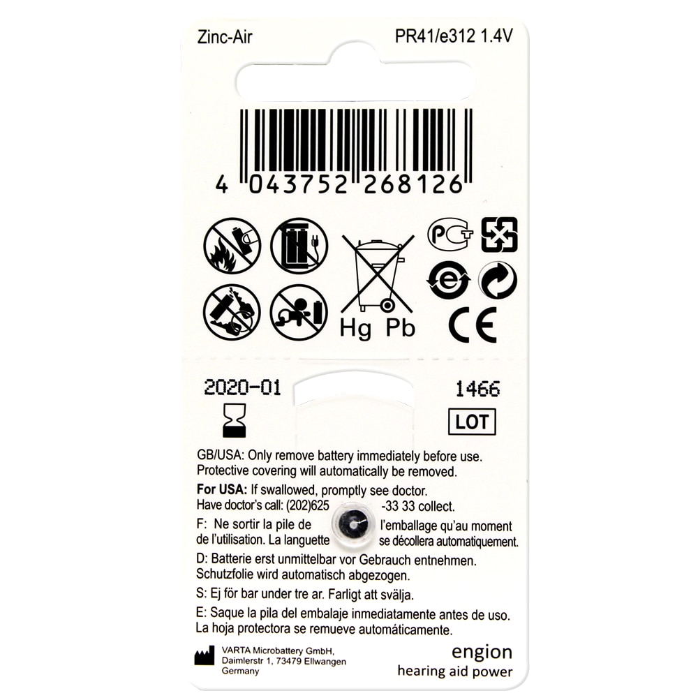 Engion High Performance 312/A312/PR41 battery for ... – Grandado