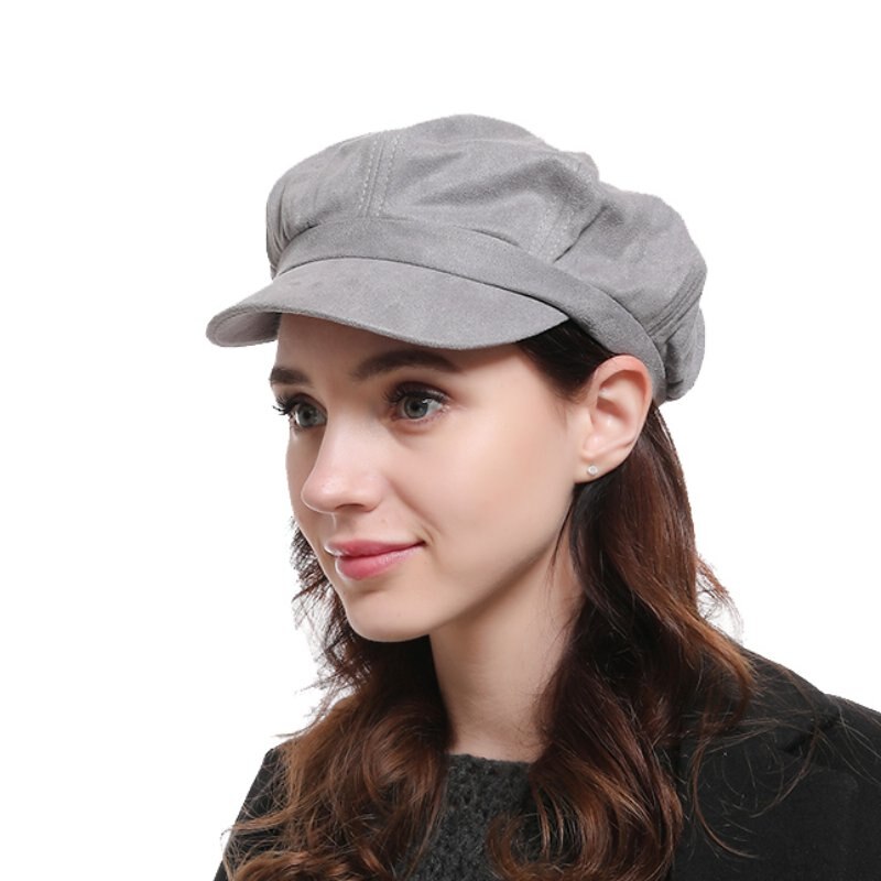 Outdoor Solid Color Suede Octagonal Cap Ladies Bri... – Vicedeal