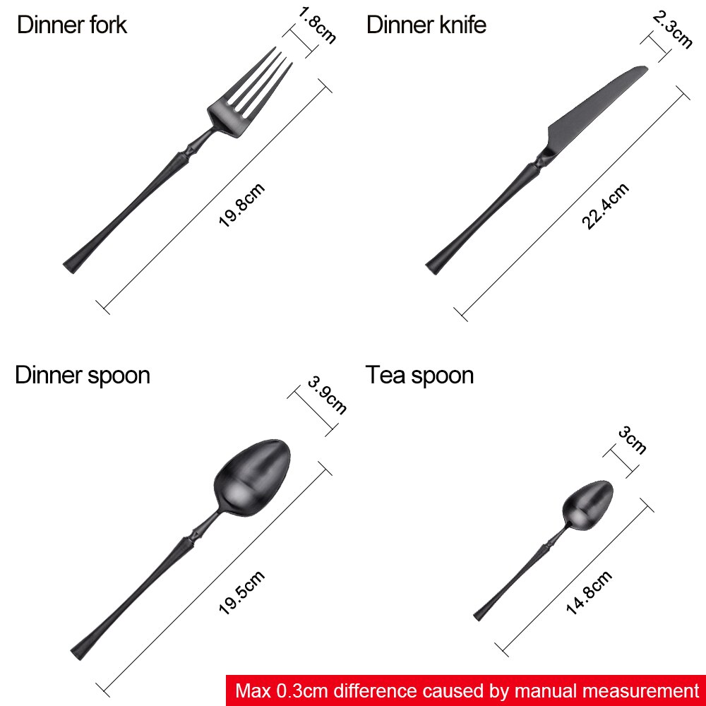 Lekoch mat sort bestik sæt til rustfrit stål spise... – Grandado