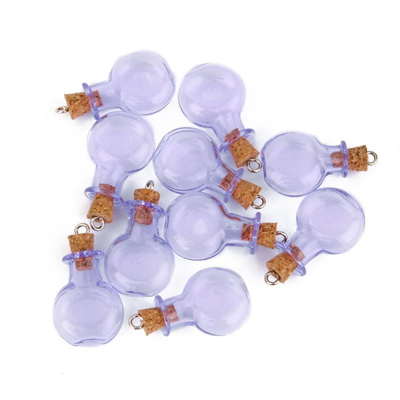 10pc Glass Cork Bottles Round Flat Vial Wishing Bo... – Grandado