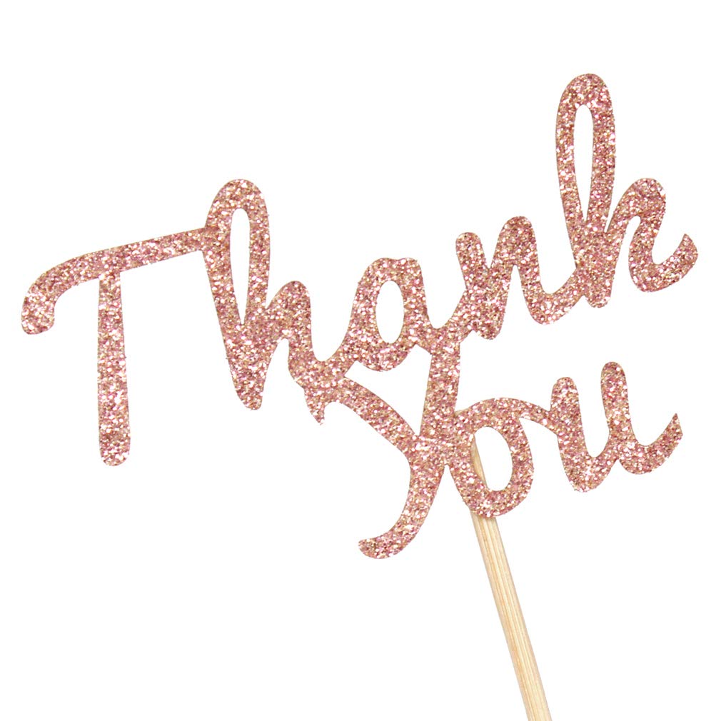 60Pcs Rose Gold Glitter Dank U Cupcake Topper Pick... – Grandado