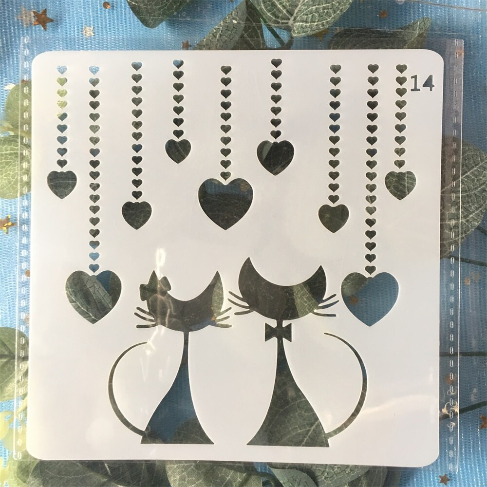 13cm Lover Heart Cat DIY Layering Stencils Wall Pa... – Grandado