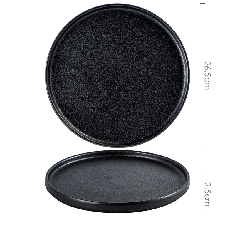 Black Ceramic Tableware Hotel Steak Dinner Plates ... – Grandado