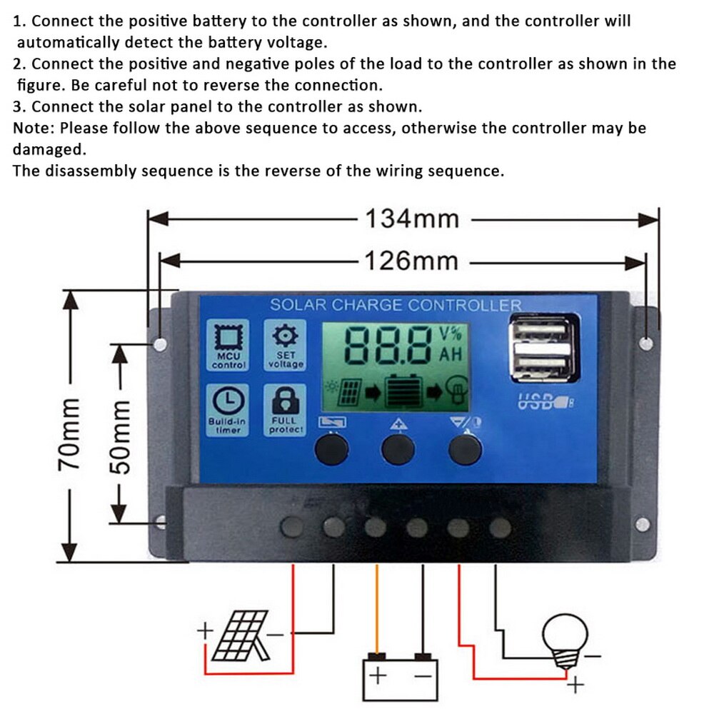 10A/20A/30A Solar Controller Auto Solar Laadregela... – Vicedeal