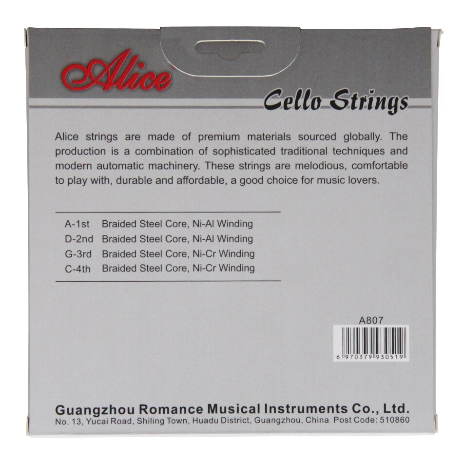 Alice A807 Cello Strings Braided Steel Core – Grandado
