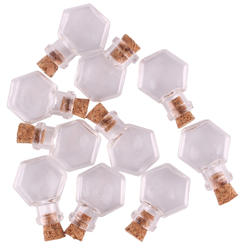 50pcs Transparent hexagon Glass Bottle Jars Vials ... – Grandado