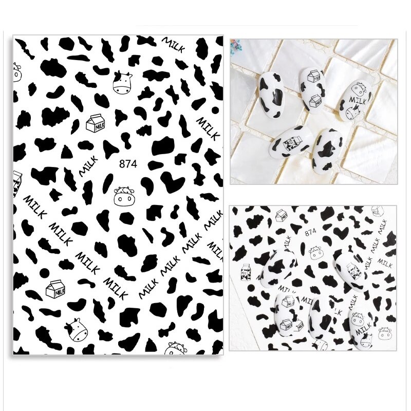 Cow Nails Stickers Colorful Animal Print Tips Deca... – Grandado