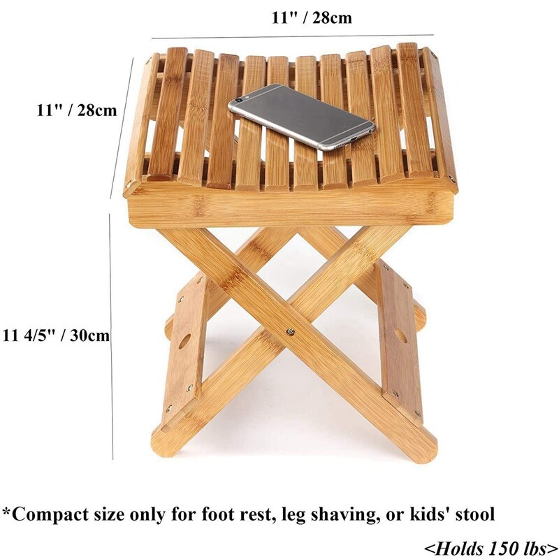 -Folding Bamboo Step Stool for Shower, Leg Shaving... – Grandado