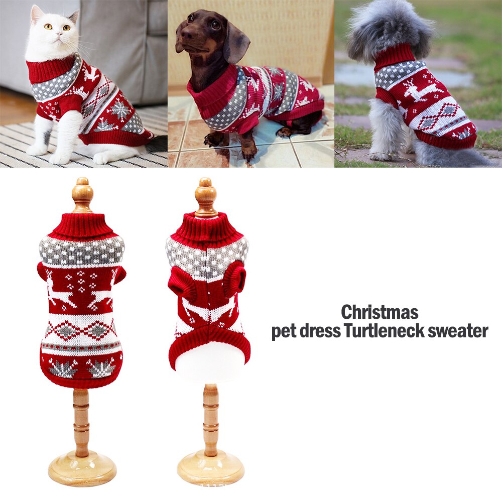 Christmas Cat Dog Sweater Pullover Winter Clothes ... – Grandado