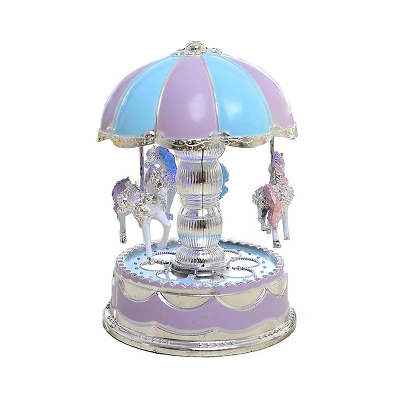 Luxury Carousel Music Box 3 Horses Rotate LED Ligh... – Vicedeal