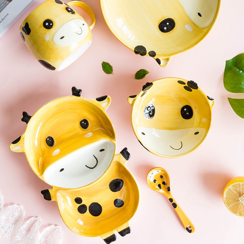 Ceramic Children Plate Tableware Household Cute Ca... – Grandado