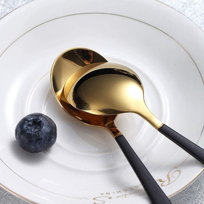 6 Black and Gold Electroplated Coffee Spoons, Mode... – Vicedeal