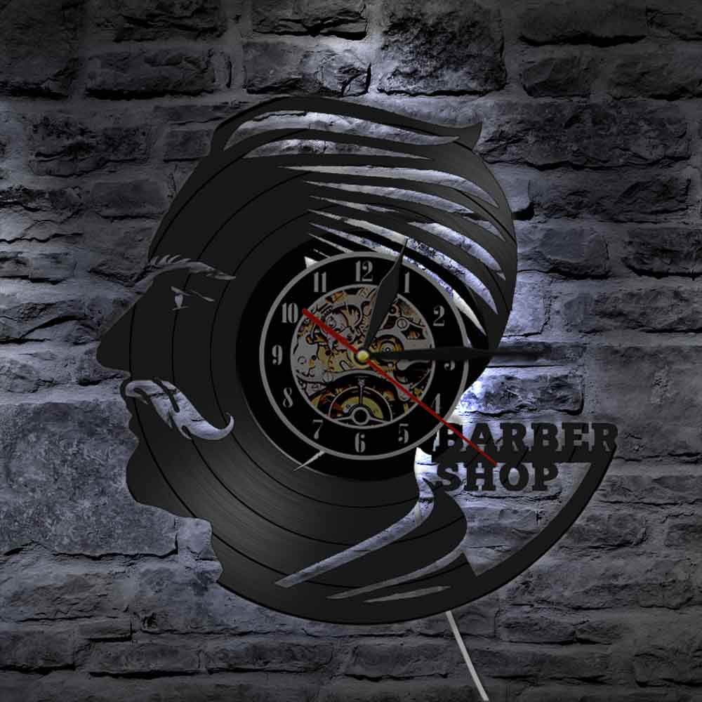 Barber Shop Vinyl Record Clock Barber for Hairdres... – Grandado