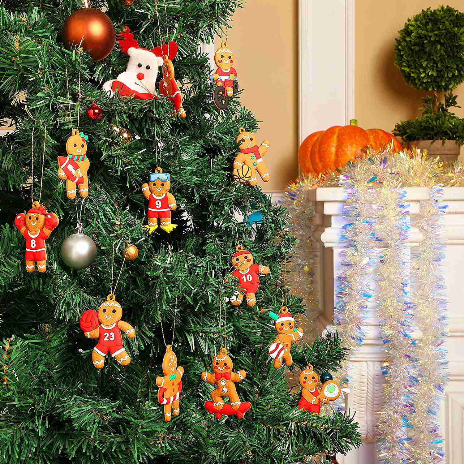 12 Pieces Christmas Gingerbread Man Ornaments Spor... – Grandado