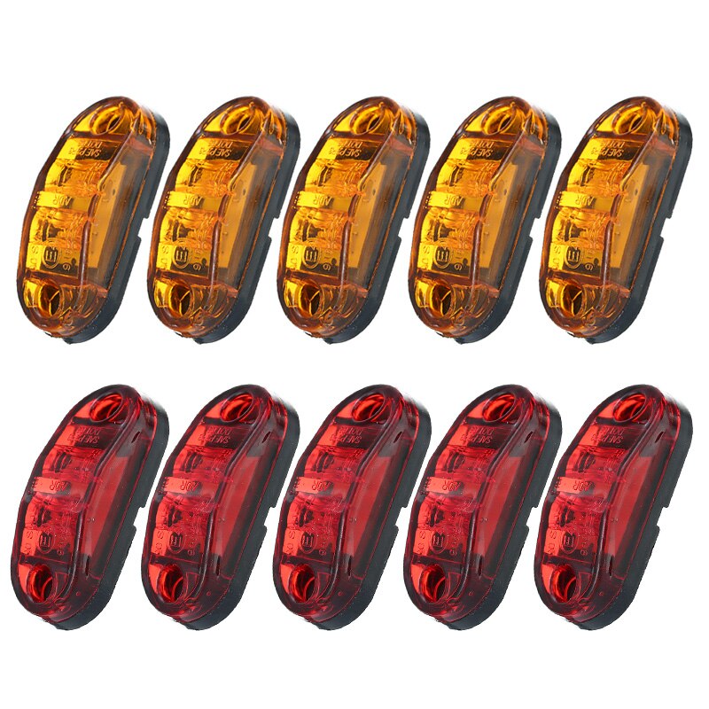 10Pcs 12V Rode Amber Led Zijmarkeringslichten Voor... – Vicedeal