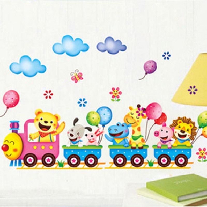 cartoon animal smile train children's room kinderg... – Vicedeal