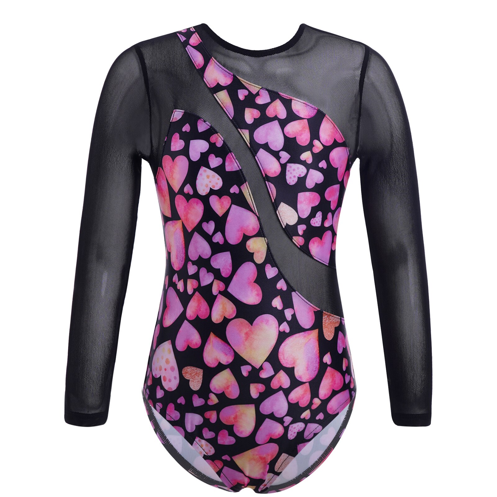 Kids Girls Ballet Leotard Long Sleeves Mesh Splice... – Grandado