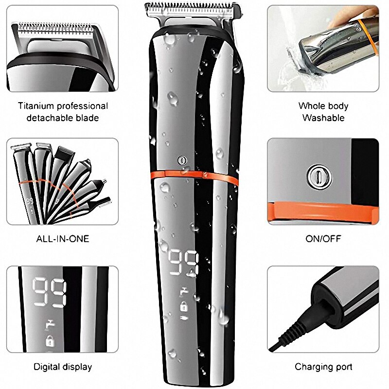 Beard Trimmer for Men Waterproof Hair Clippers Bod... – Grandado