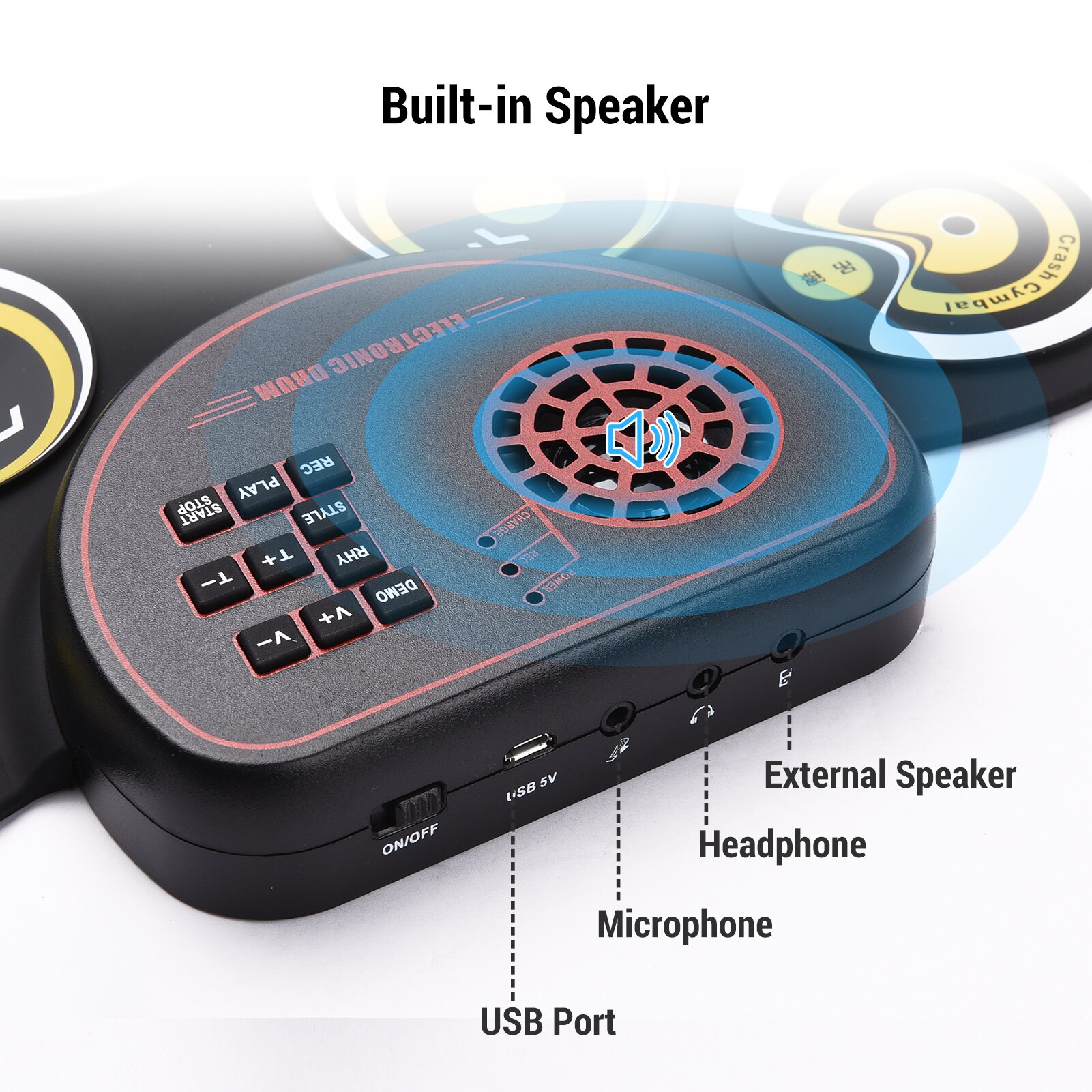 Foldable Electronic Drum Pad Digital Drum 10 Rhyth... – Grandado