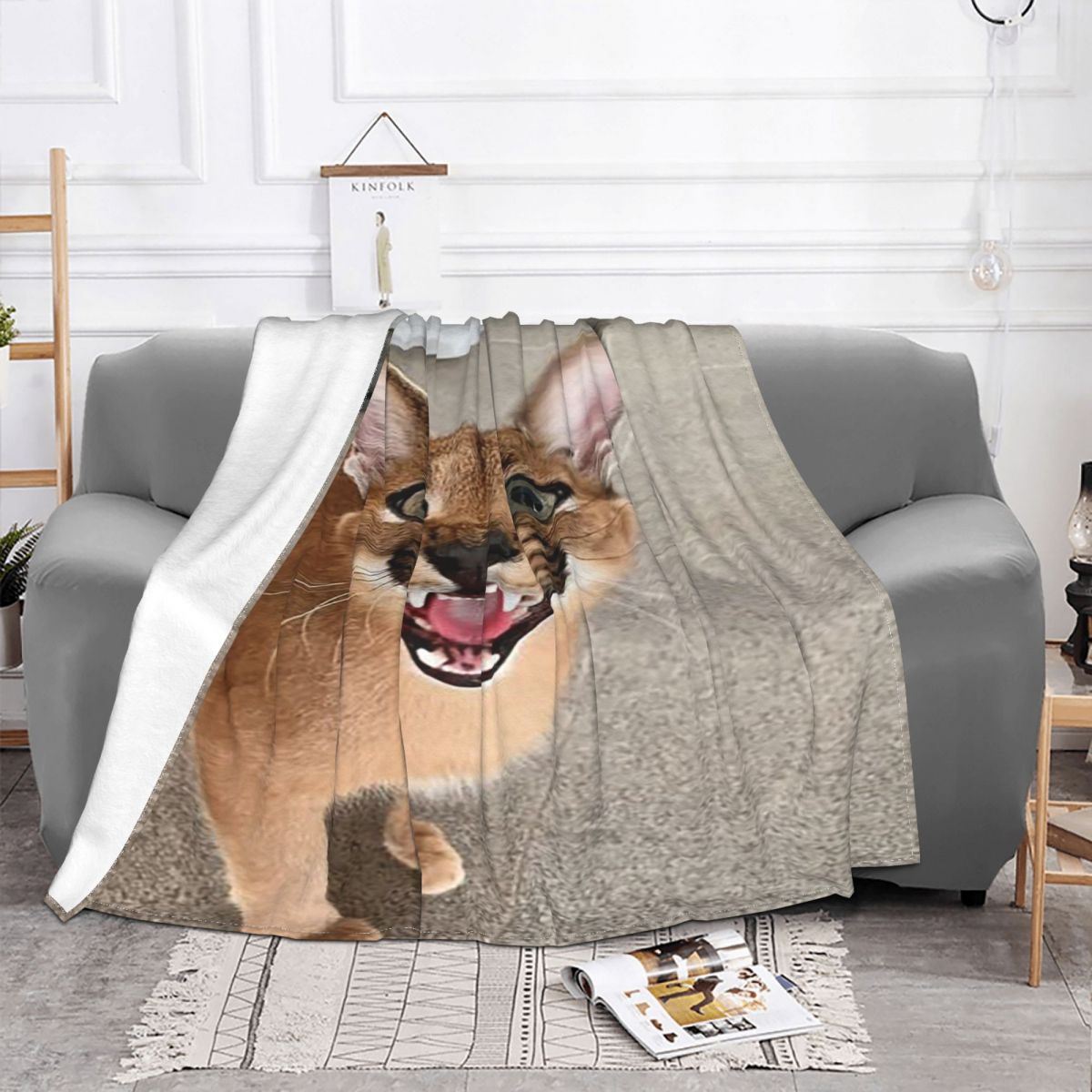 Funny Big Floppa Blanket Flannel Decoration Cat Cu... – Vicedeal