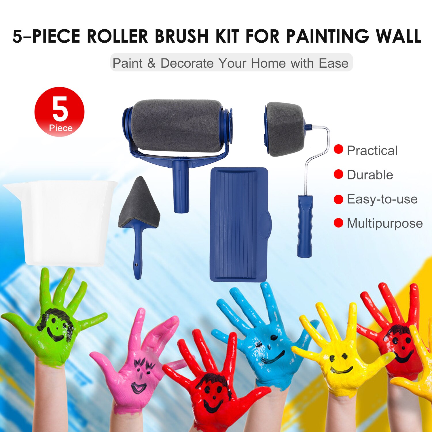 5-Piece Paint Roller Brush Kit Includes Roller Bru... – Vicedeal