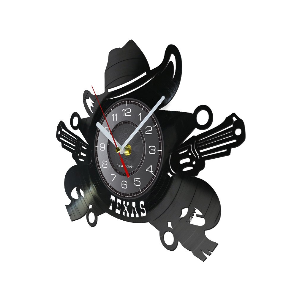 Texas Cowboy Wall Clock Western USA Skyline Symbol... – Grandado