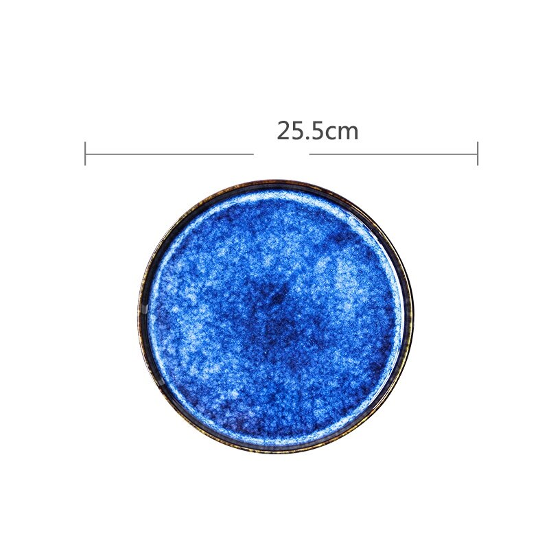 10inch Ceramic Plate Japanese Style Deep Blue Dish... – Vicedeal