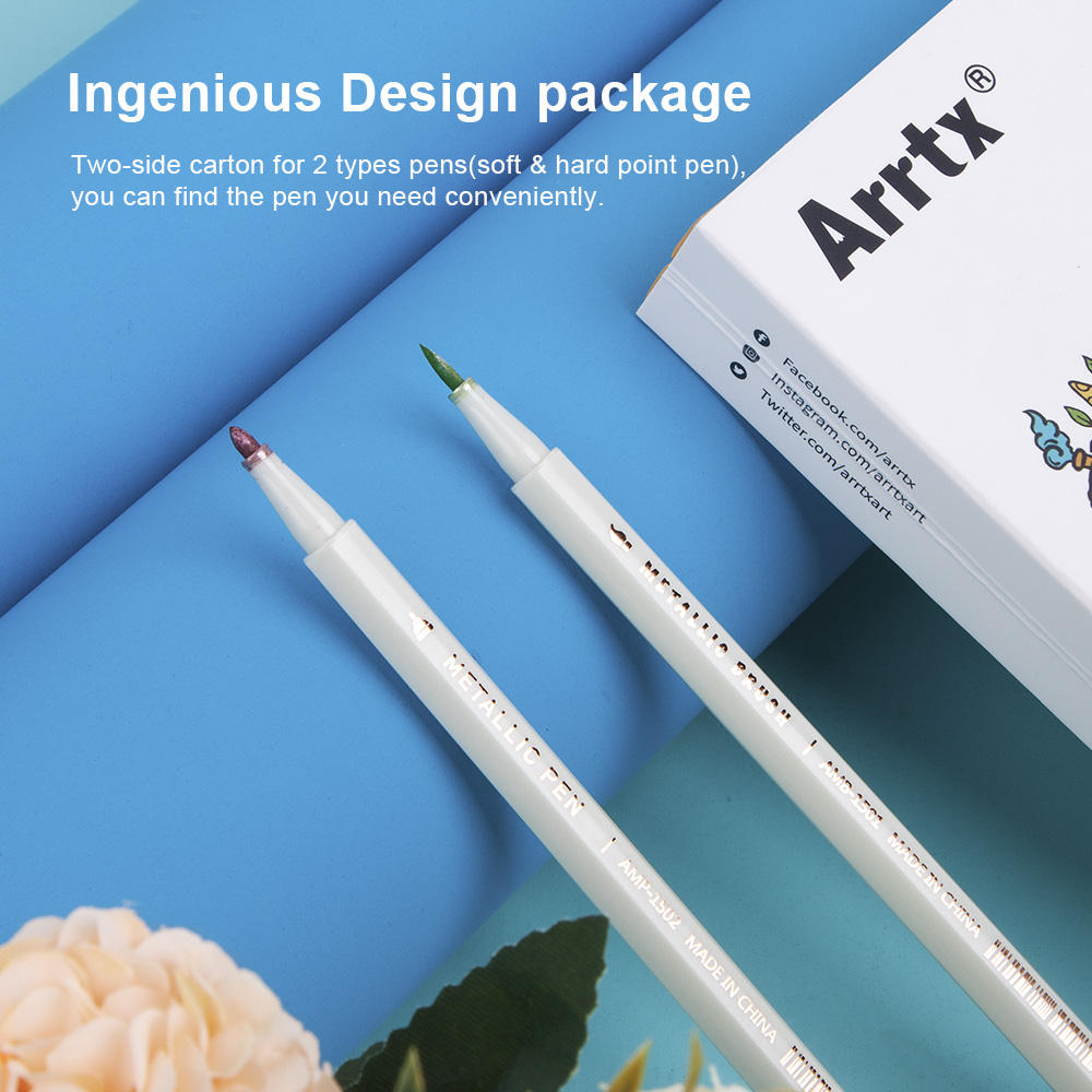 Arrtx 20pcs/lot Metallic Pen Colored Ink Water Cha... – Grandado