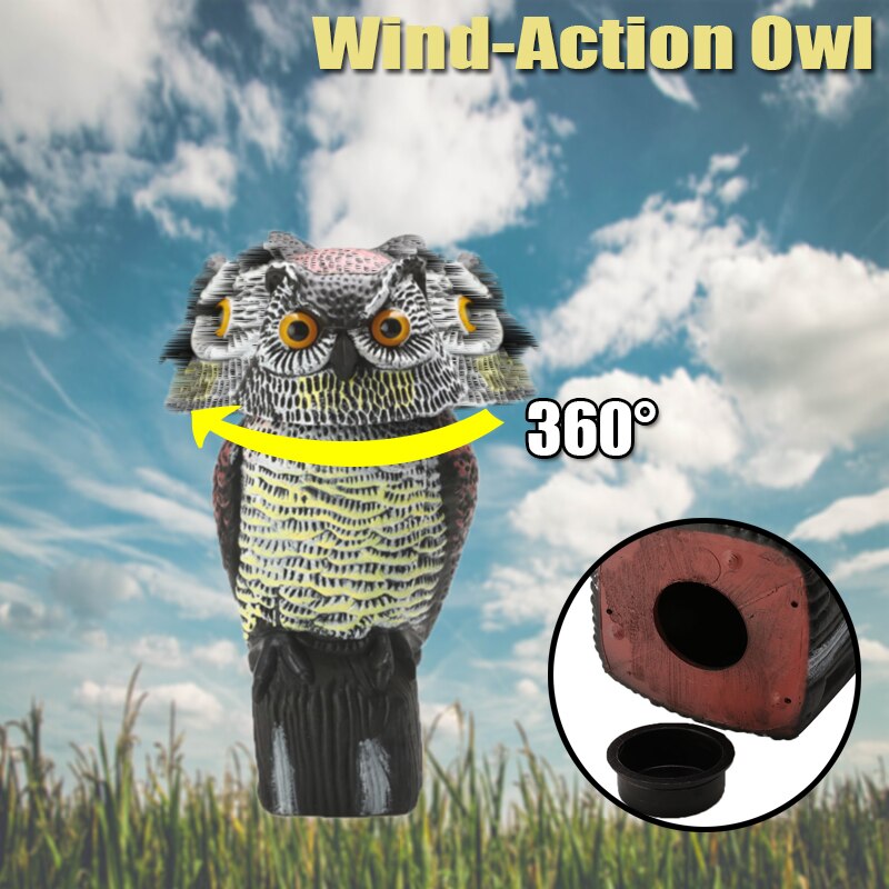 Realistic Plastic Bird Scarer Rotating Head Owl De... – Vicedeal