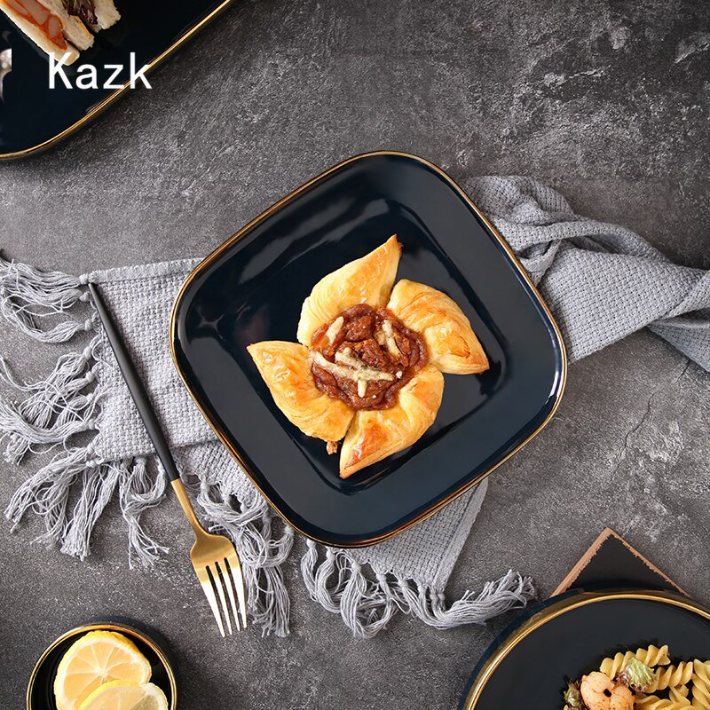 Nordic Golden Stroke Ceramic Plate Hotel Table Dec... – Grandado