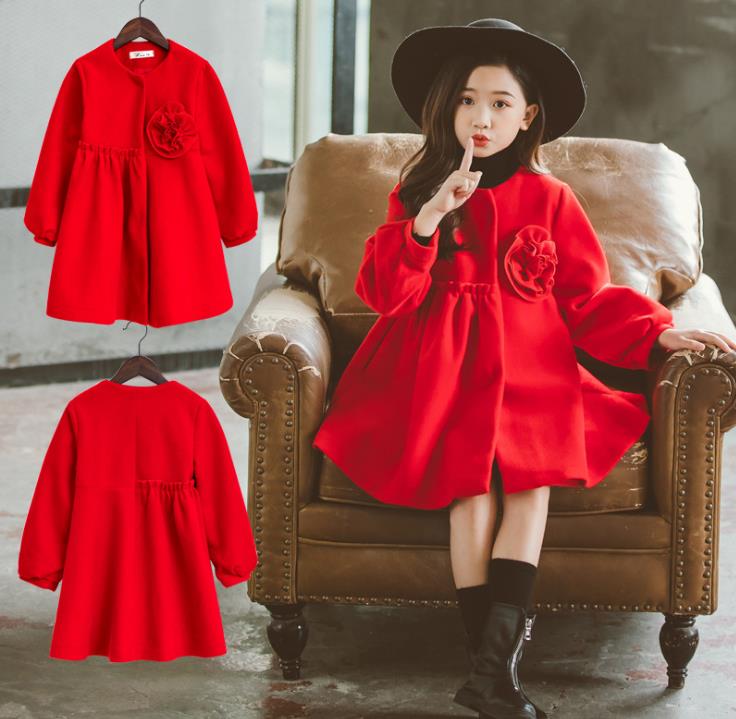 autumn and winter girls woolen coat in the long co... – Grandado