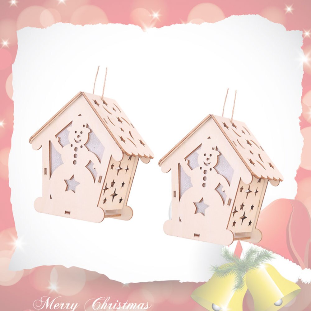 2 Pcs Christmas Assembly Wooden DIY House Wooden H... – Grandado
