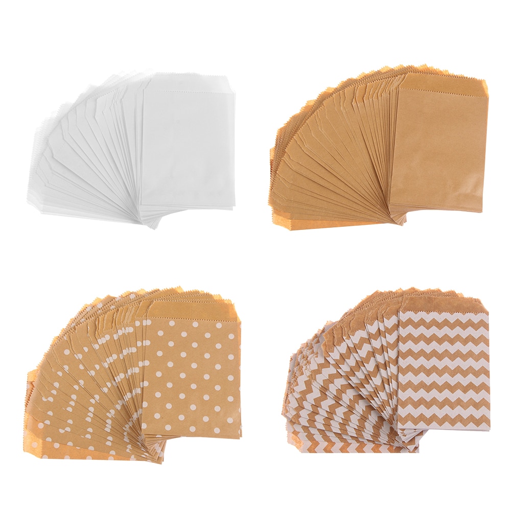 50pcs 15*10CM Wave Dot Kraft Paper Candy Biscuit B... – Grandado