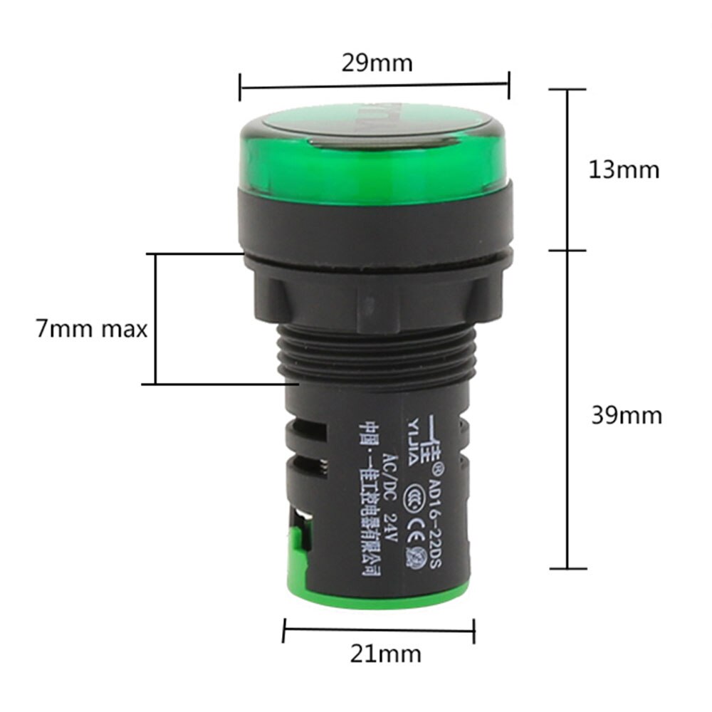 YIJIA 22mm 12V 24V 110V 220V AC DC LED Indicator L... – Grandado