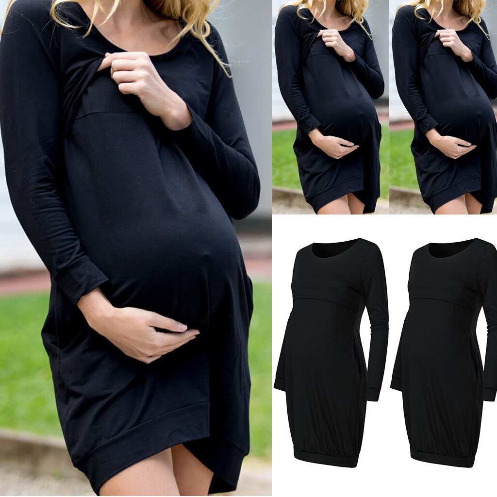 Women's Maternity Pregnanty Casual Dress Long Slee... – Vicedeal