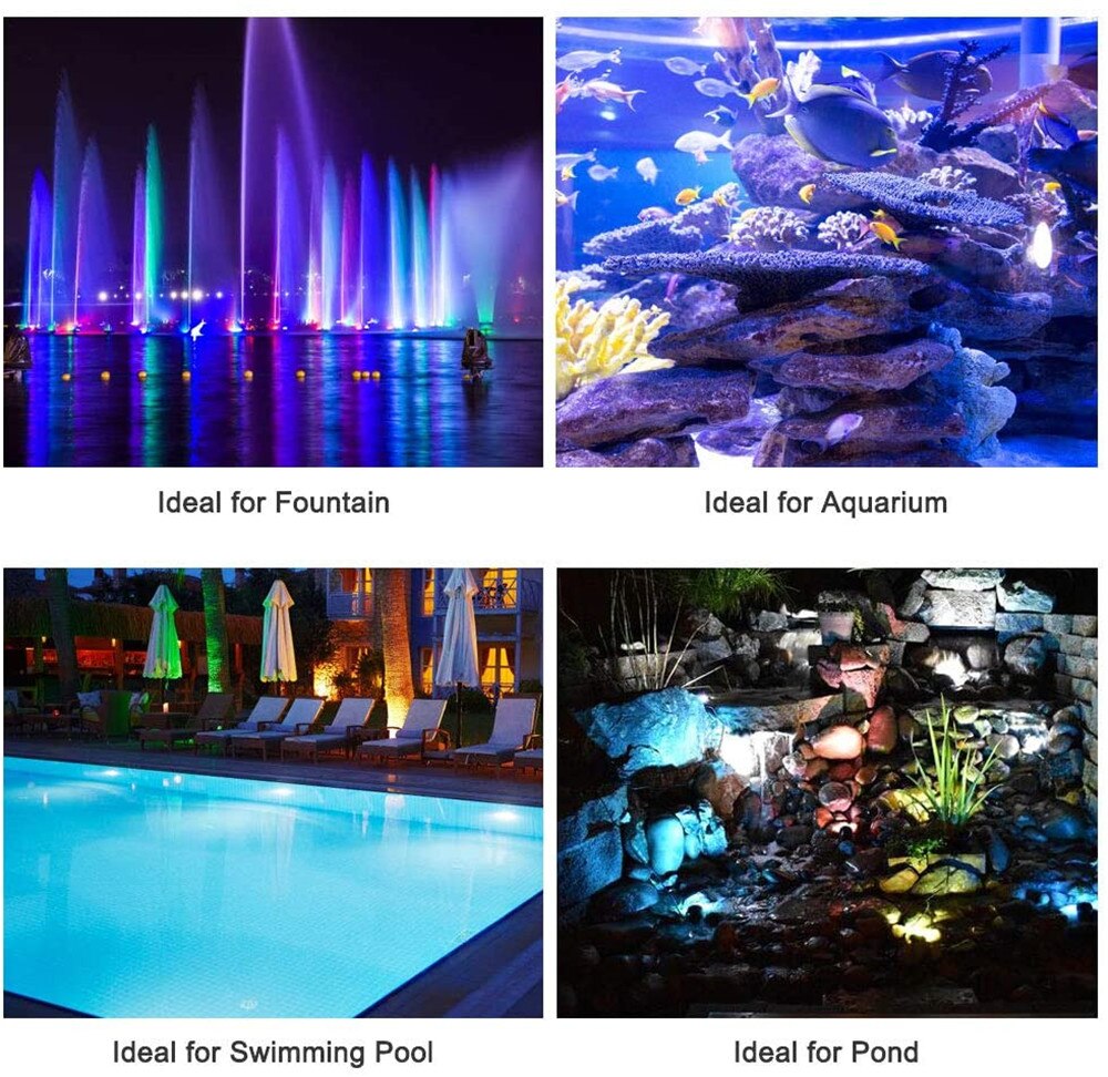 36 LED RGB Submersible Pond Spotlight IP68 Waterpr... – Grandado
