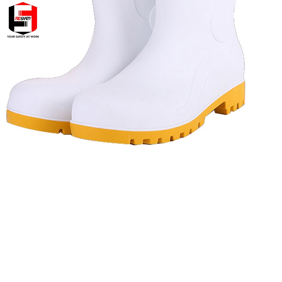 PRO SAFETY PVC Steel Head Rain Boots White Chemica... – Vicedeal
