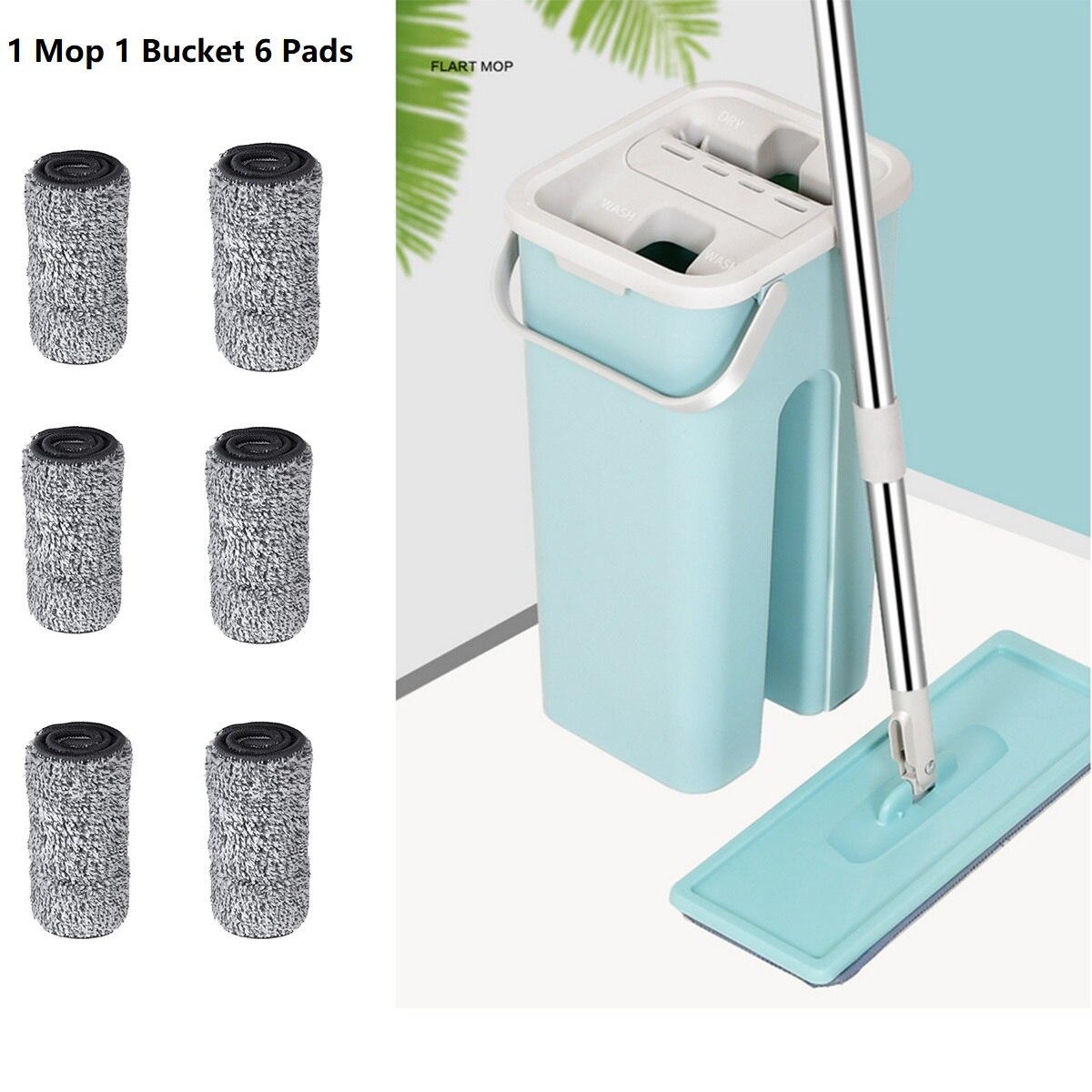Flat Squeeze Mop and Bucket Hand Free Wringing Flo... – Vicedeal