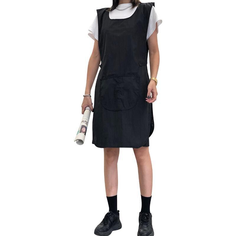 Capa de peluquería negra, tela para barbería, envo... – Grandado