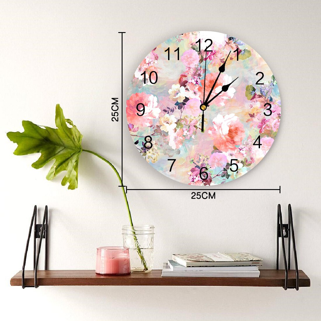 Flower Oil Painting Color Wall Clock Home Decor Be... – Grandado