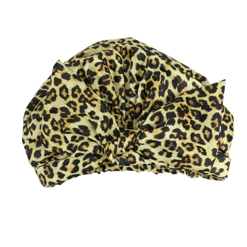 Waterproof Leopard Print Shower Cap Elastic Bow Ni... – Grandado