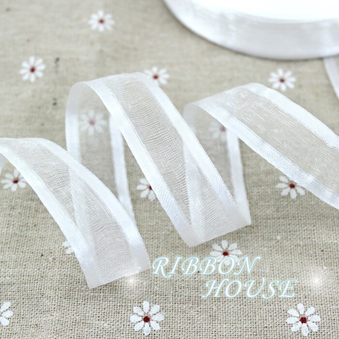 3/4'' (20mm) White broadside organza ribbons wrapp... – Grandado