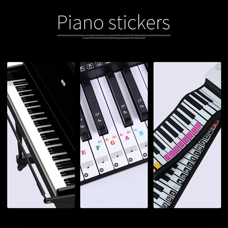 88/61 key color piano letter notes stickers keyboa... – Grandado