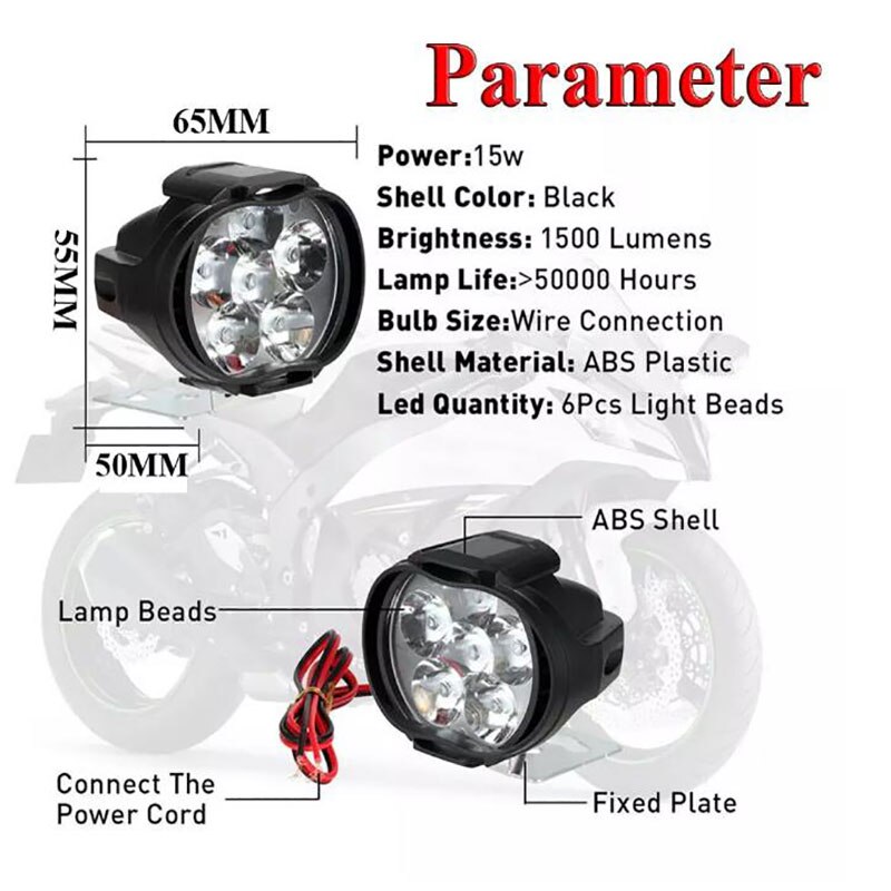 1 Pair Led Motorcycles Headlight White Super Brigh Vicedeal