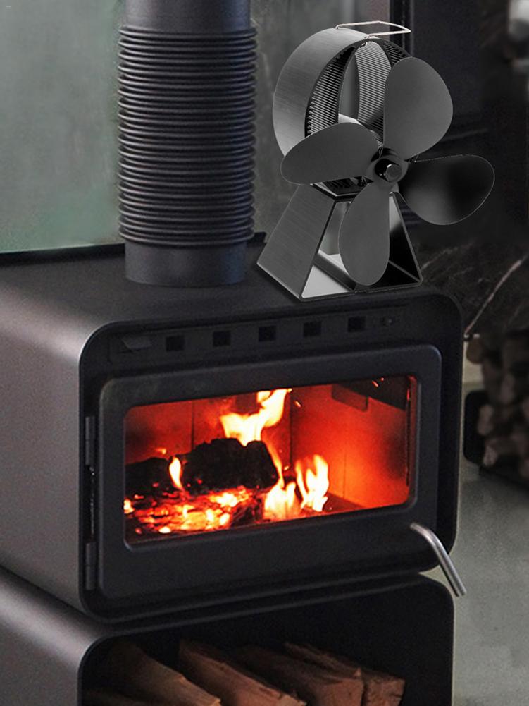 4 Blades Heat Powered Stove Fireplace Fan Wood Burner Eco Friendly ...