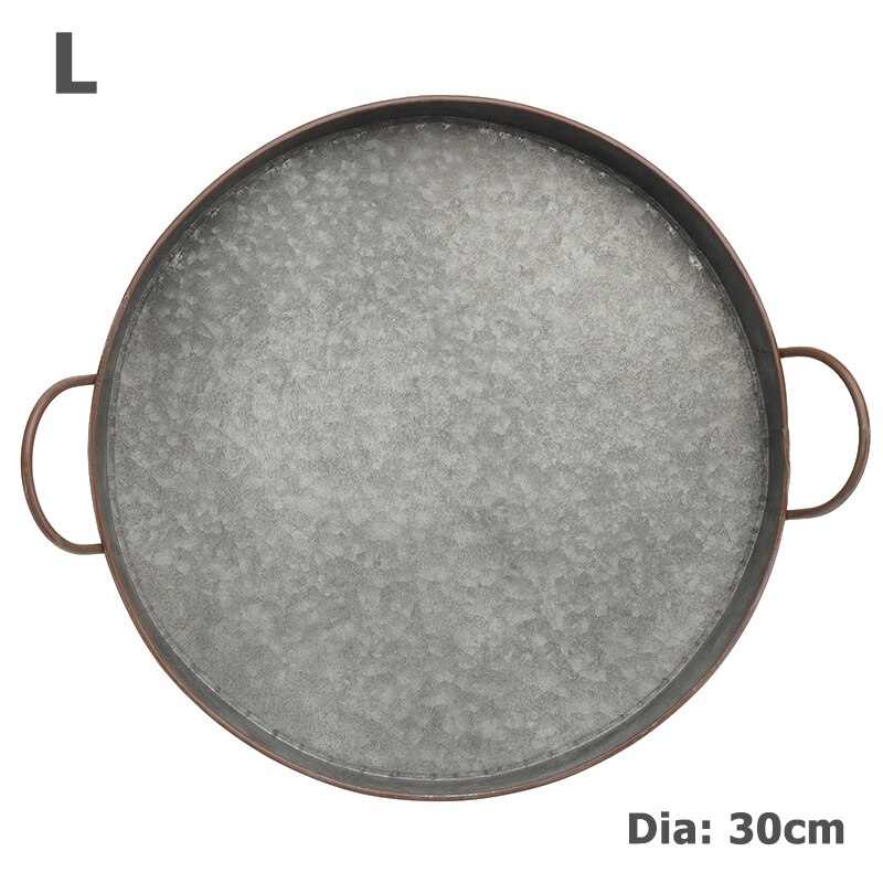 Vintage Round Wrought Iron Plate with Handles Meta... – Grandado