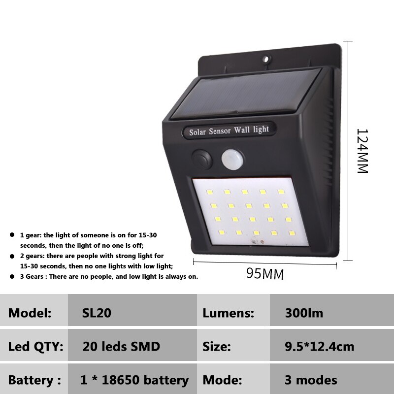 Solar Light Outdoor Led Wall Lamp 3 Modes Motion S... – Grandado